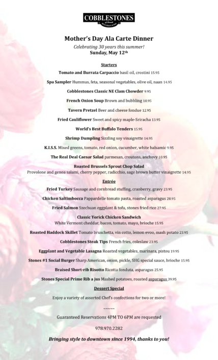 American Restaurant | Cobblestones of Lowell | Lowell MA